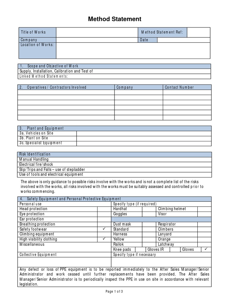 Method of Statement | PDF
