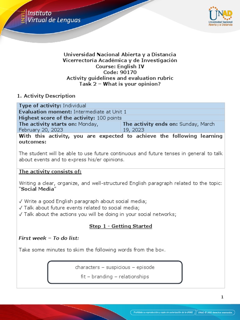 Activity Guide and Evaluation Rubric - Unit 2 - Task 2 - What Is Your ...