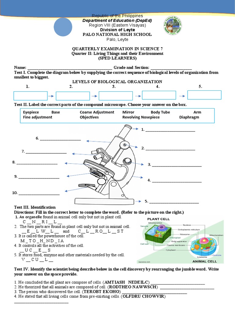Science 7 SPED Quarterly Exam Guide | PDF | Wellness | Science ...
