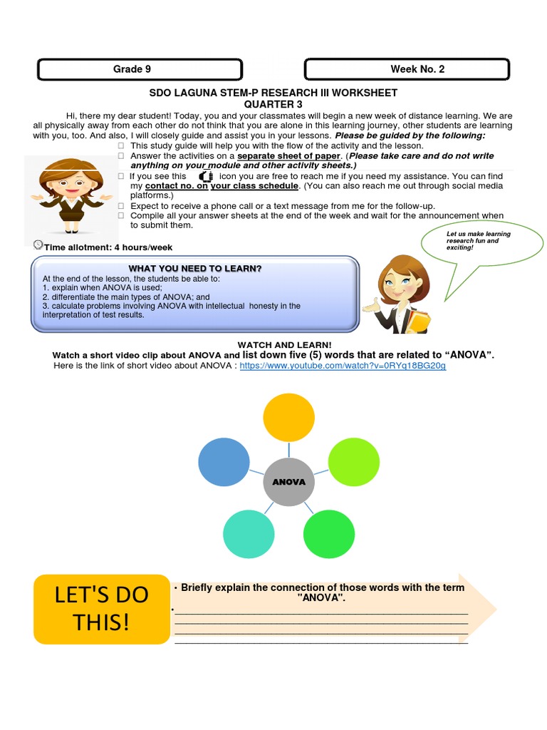 Grade 9 ANOVA Research Worksheet | PDF | Analysis Of Variance ...