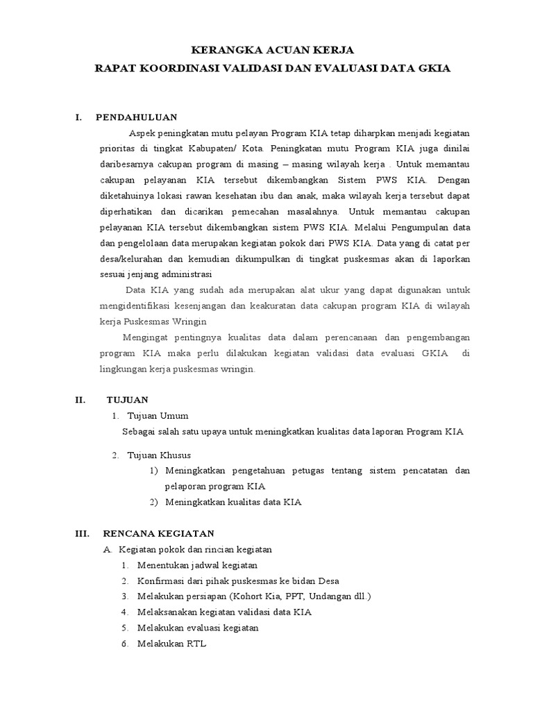 2 Kak Validasi Dan Evaluasi Gkia | PDF