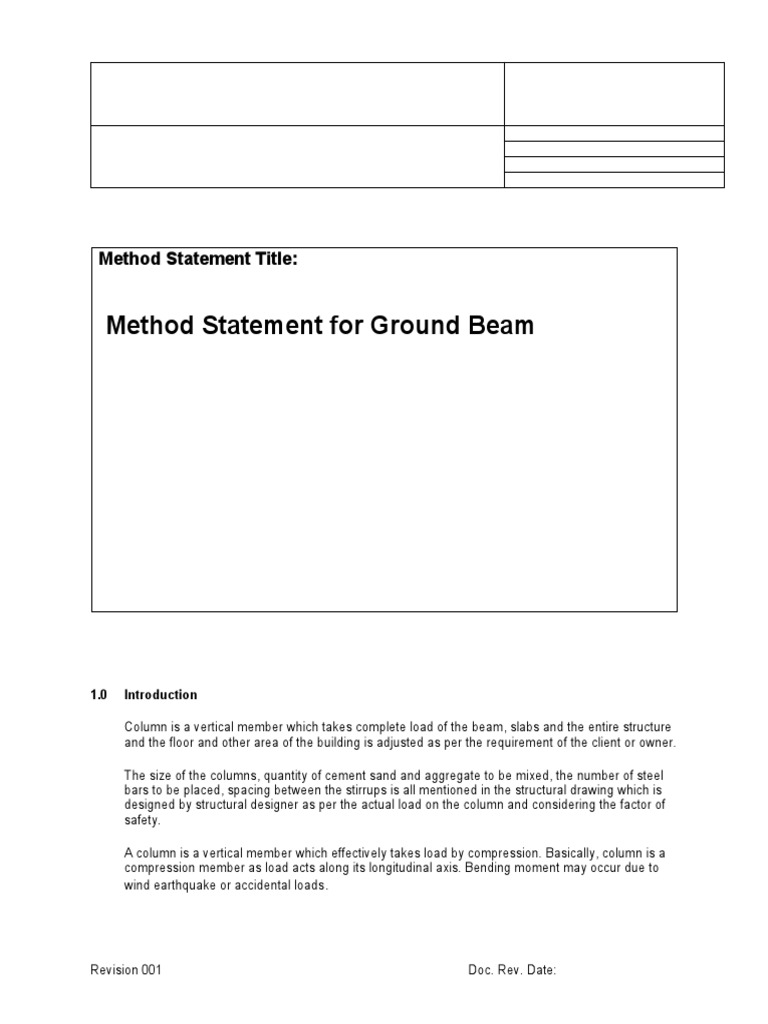 Method Statement Ground Beam | PDF