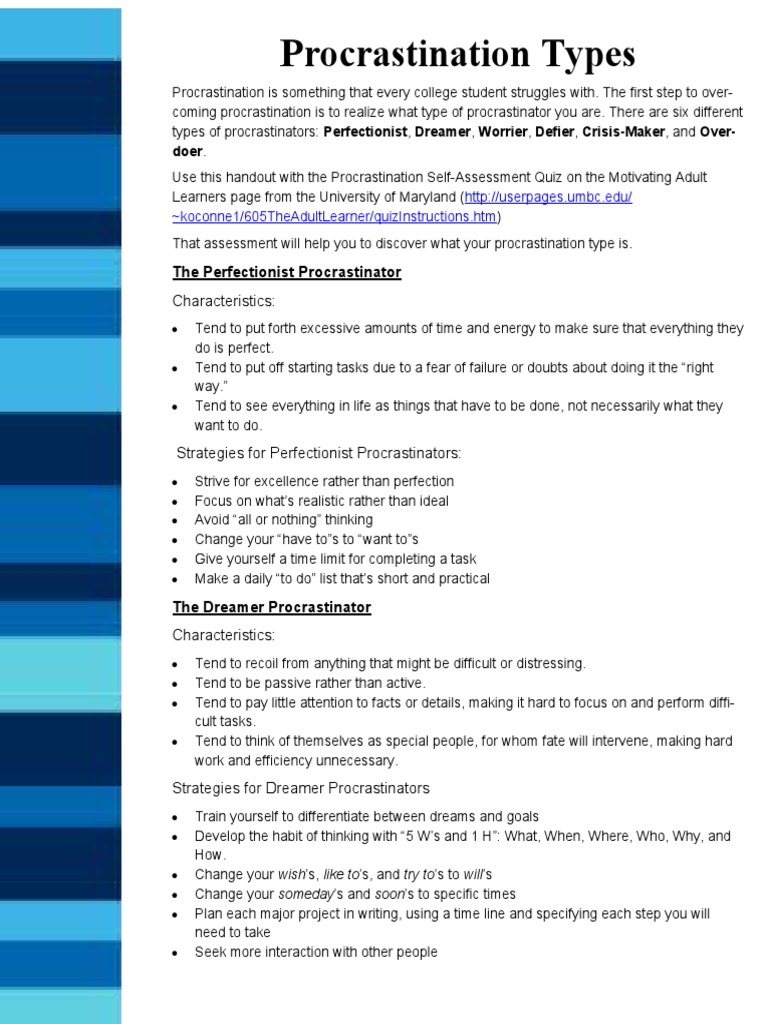 Procrastination Types Word | PDF