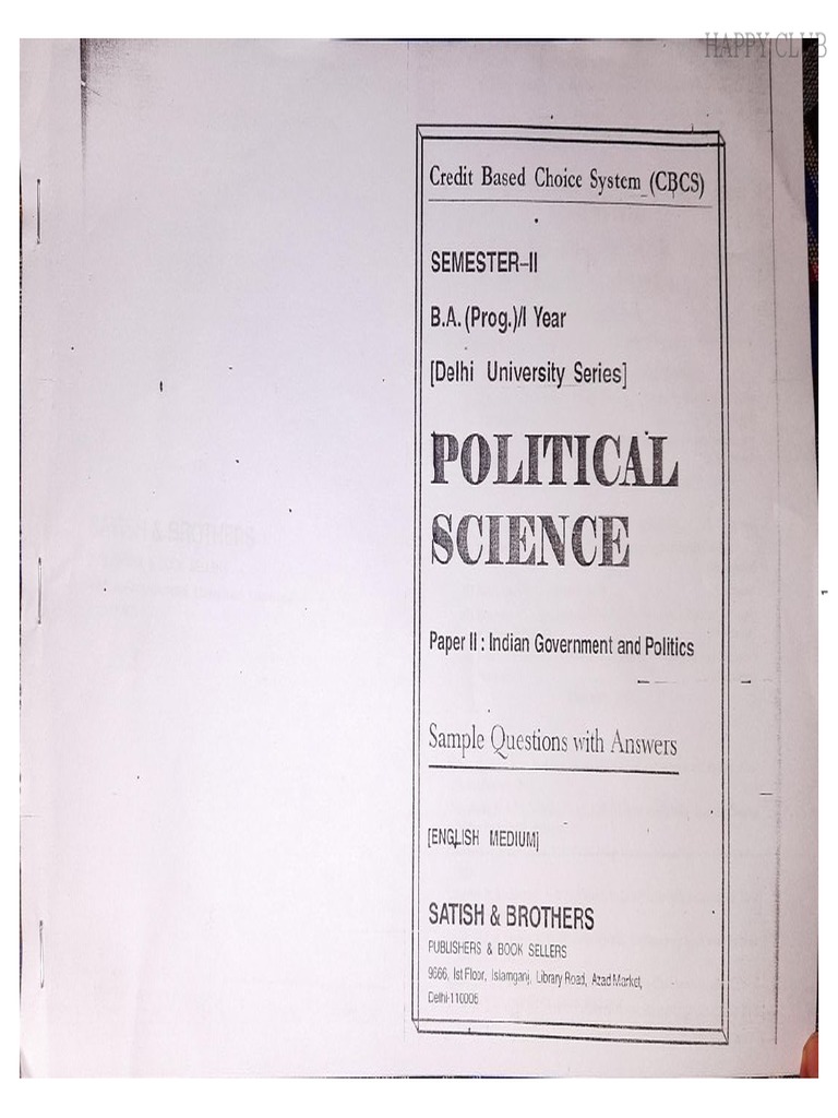 BA PROG POL SCIENCE pyq | PDF