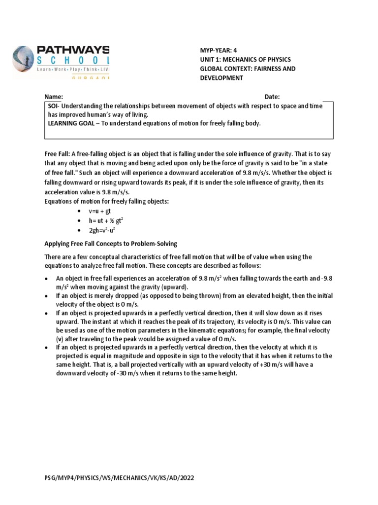 free fall | PDF