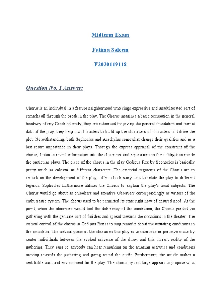 Chorus and Fate in Oedipus Rex | PDF | Sophocles | Ancient Thebes (Boeotia)