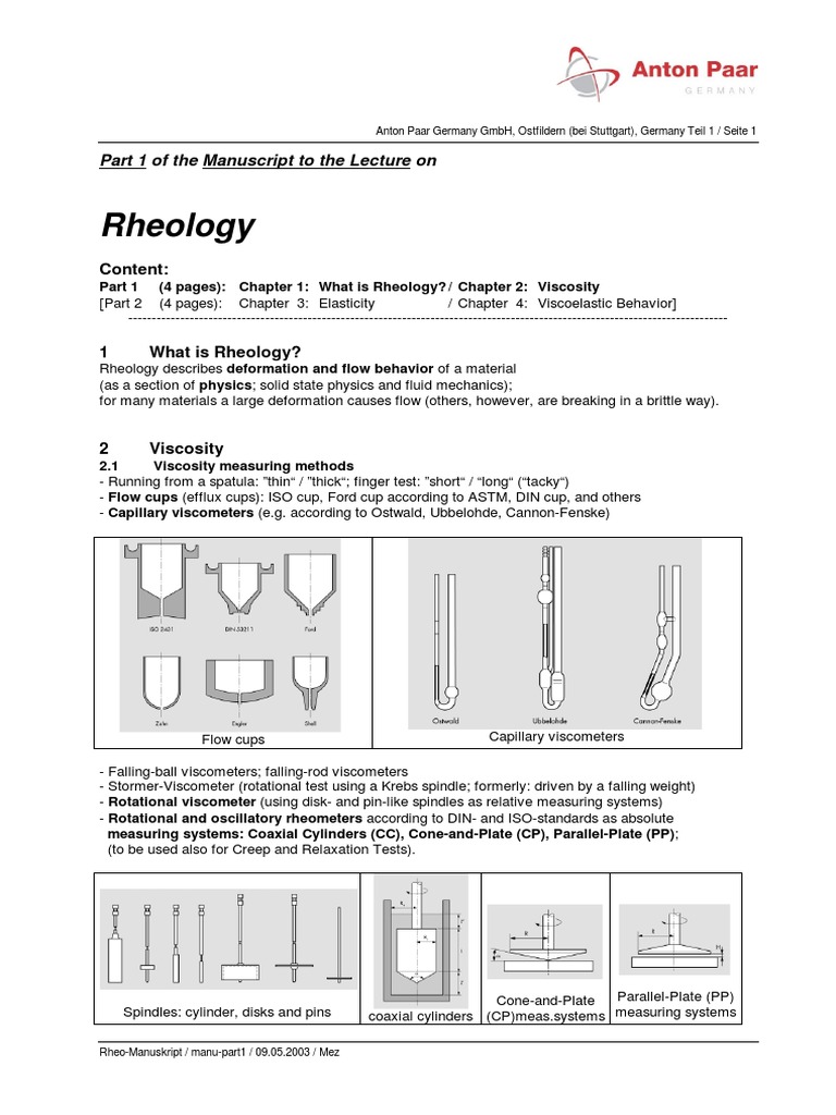 Part 1 Rheology | PDF