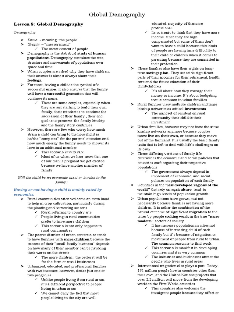 Global Demography | PDF | Politics | Social Science
