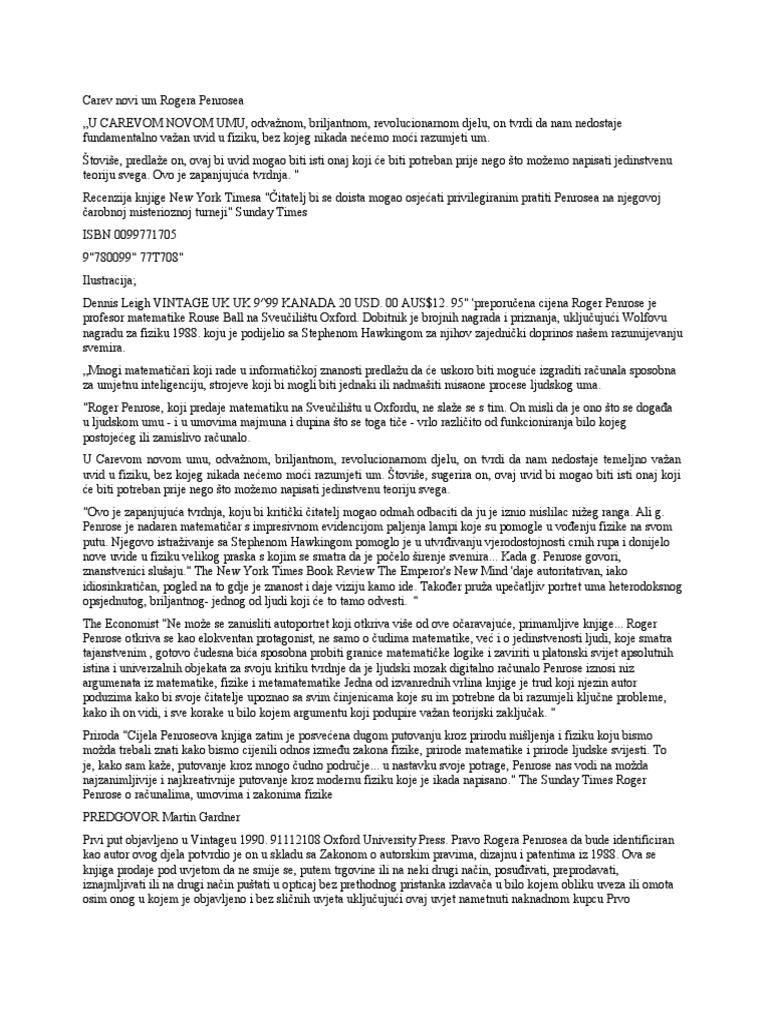 The Emperors New Mind - Roger Penrose-hr.docx | PDF