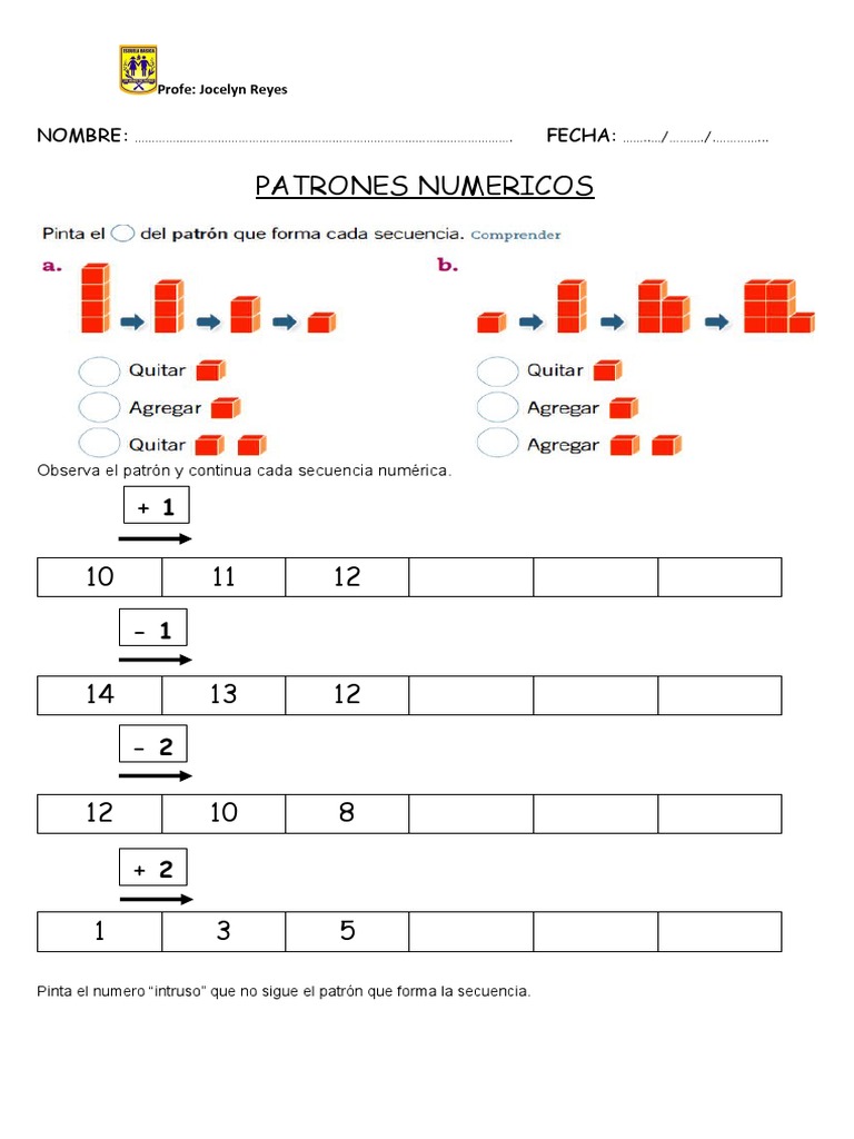 Guia Matematica Patrones Numericos | PDF
