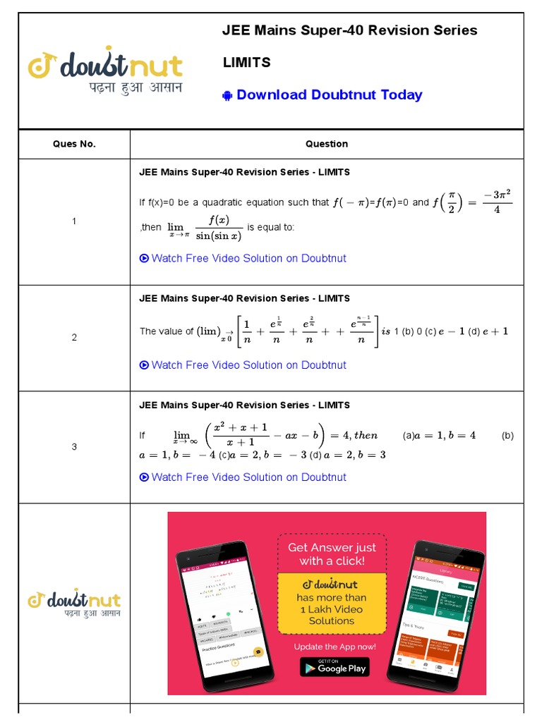 JM S40 Limits PDF | PDF | Mathematical Analysis | Number Theory