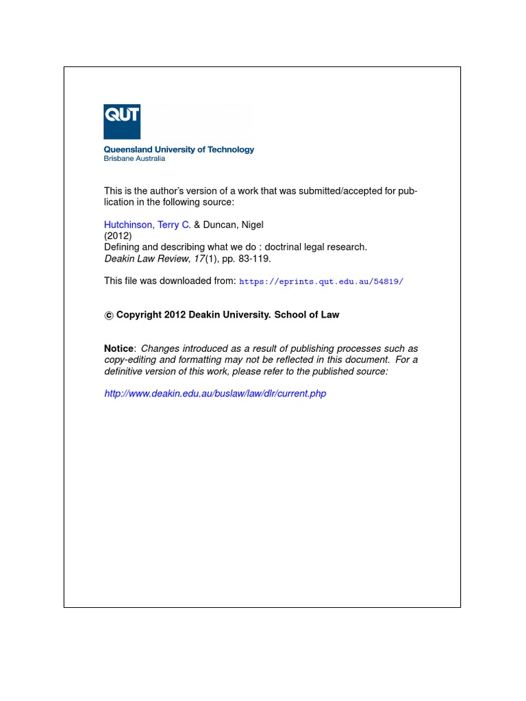 Doctrinal Legal Research | PDF | Thesis | Methodology