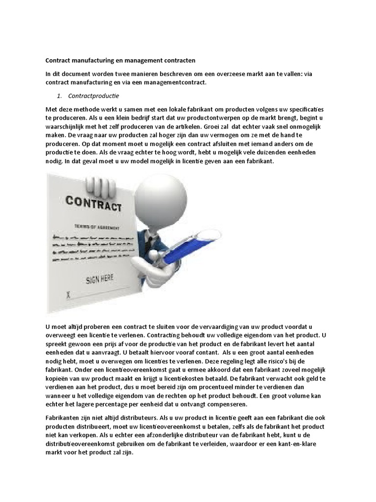 Contract Manufacturing en Management Contracten | PDF