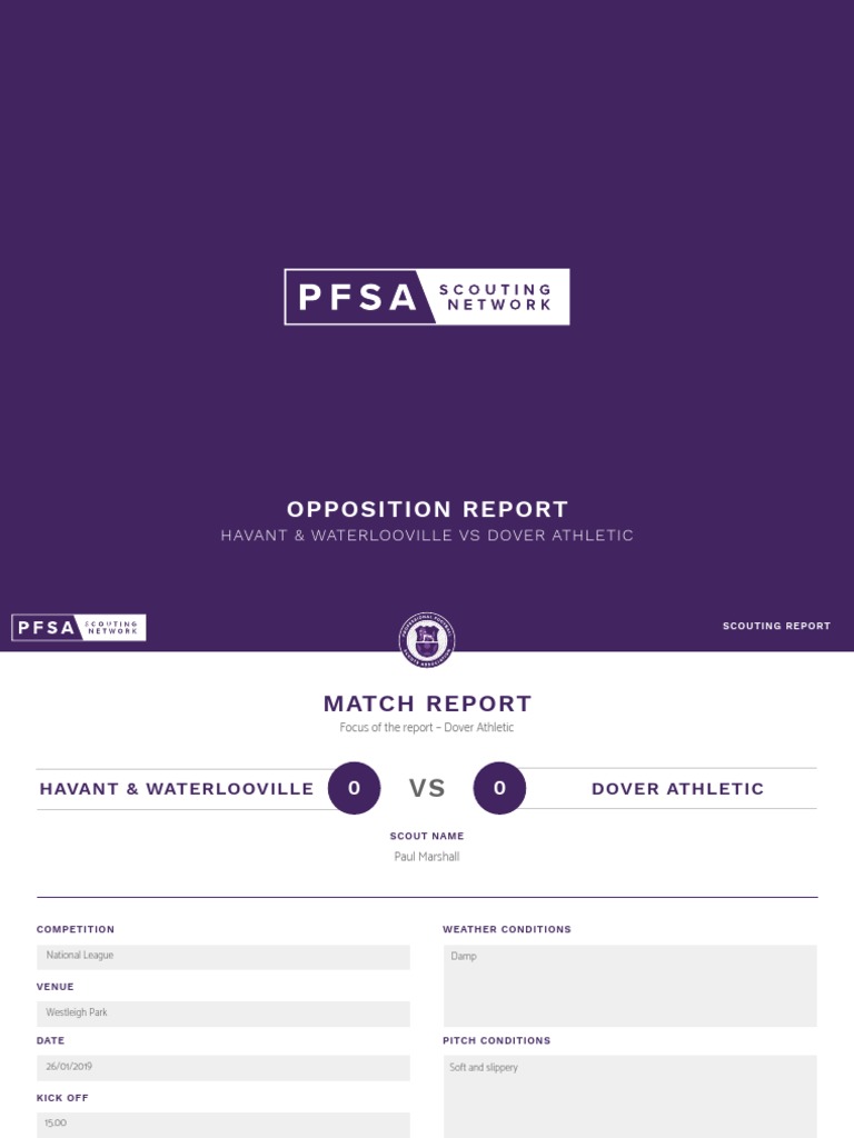 PFSA - Scout-Report - 3 - (Modelo Análise Jogo) | PDF | Defender ...
