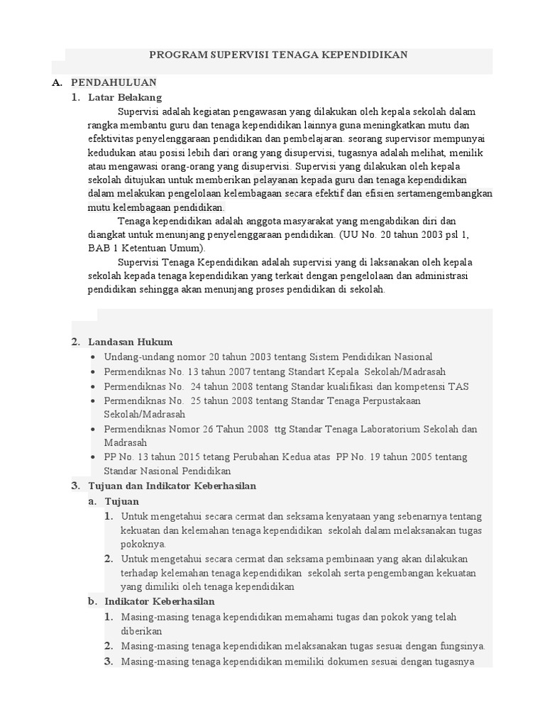 Supervisi Tenaga Kependidikan Sekolah | PDF