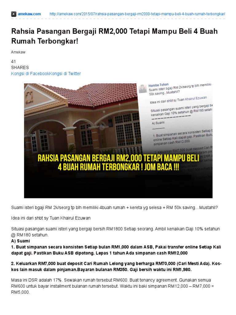 Rahsia Pasangan Bergaji RM2,000 Tetapi Mampu Beli 4 Buah Rumah Terbongkar! | PDF
