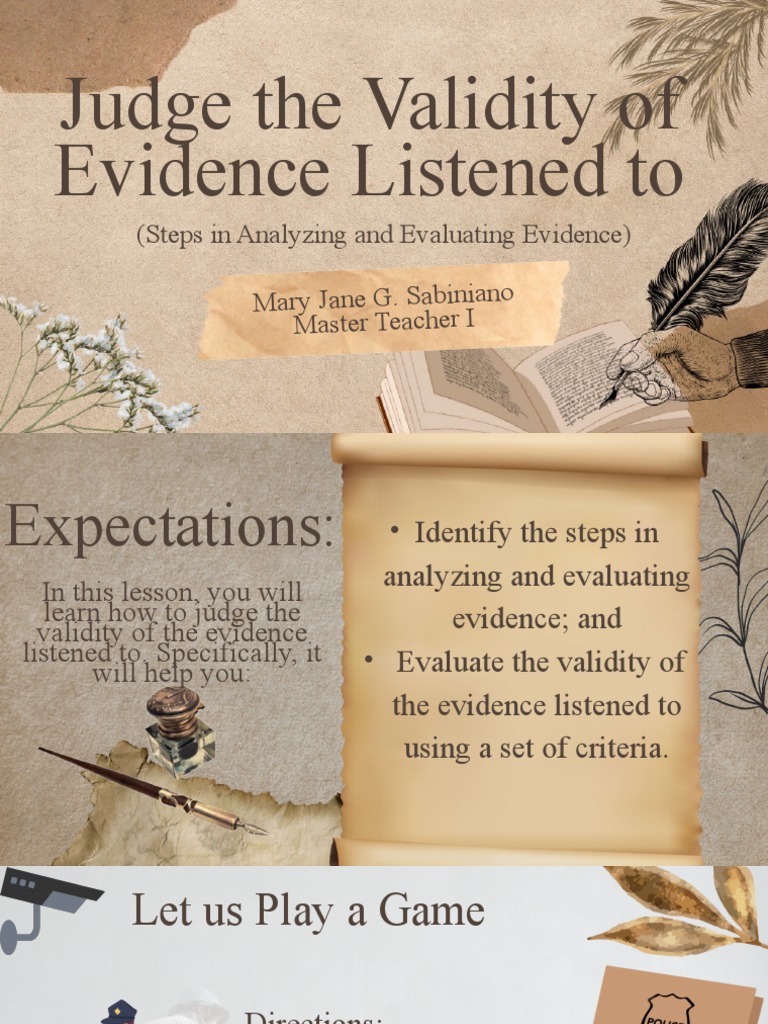 Q3 - M8 - L1 - Judge The Validity of Evidence Listened To | PDF ...