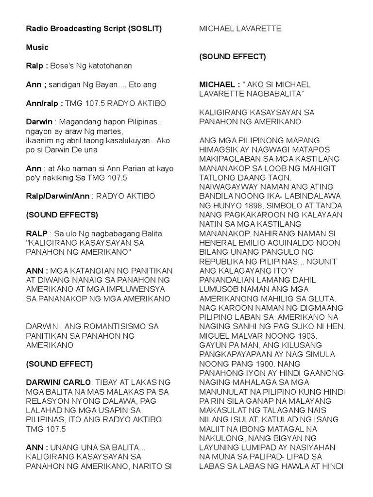 radio-broadcast SCRIPT | PDF