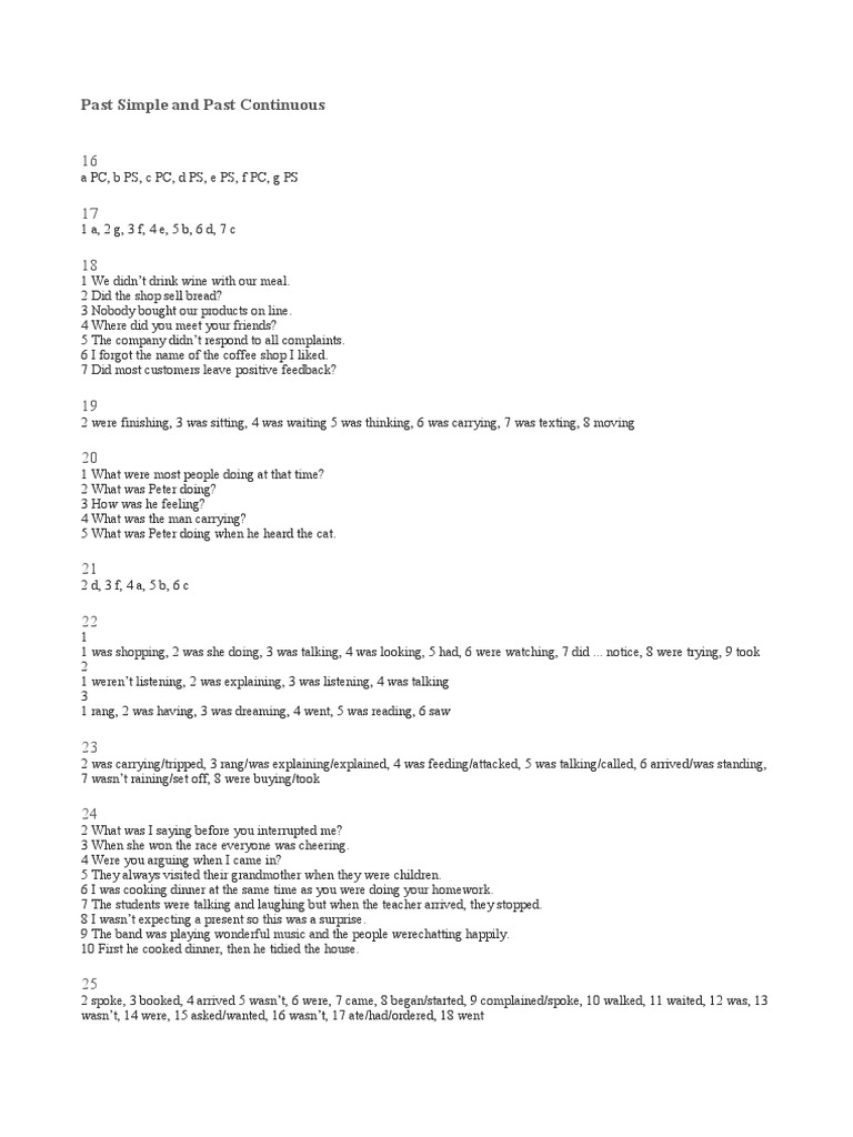 2.past Simple and Past Continuous - Keys | PDF