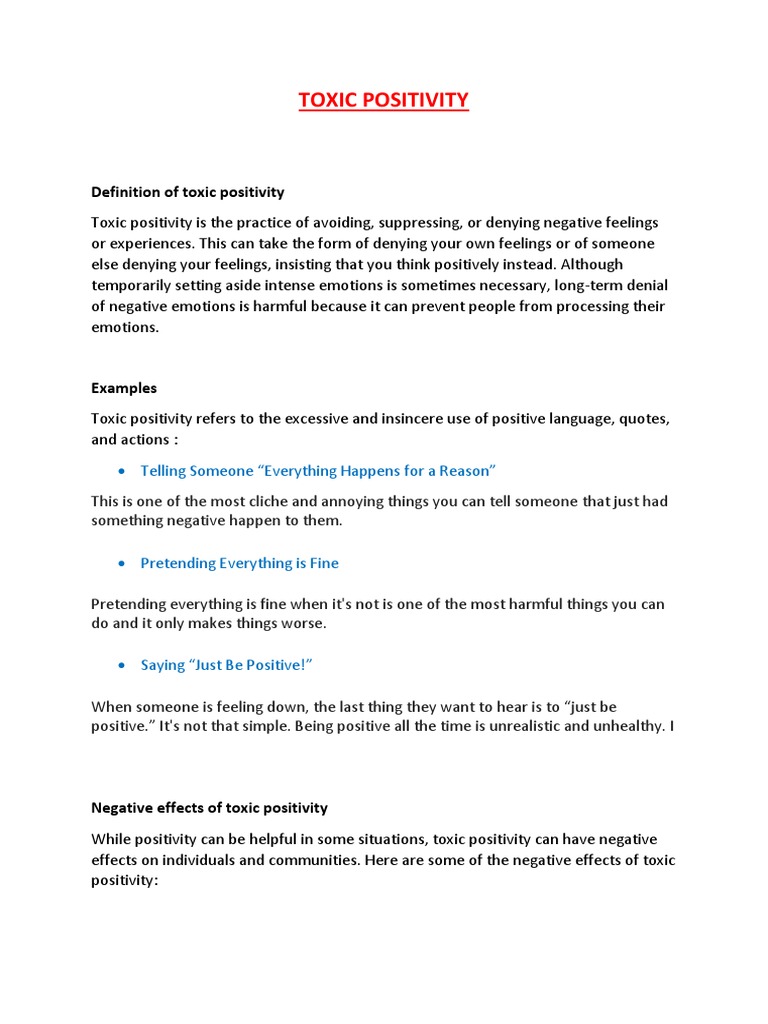 Toxic Positivity | PDF | Feeling | Emotions