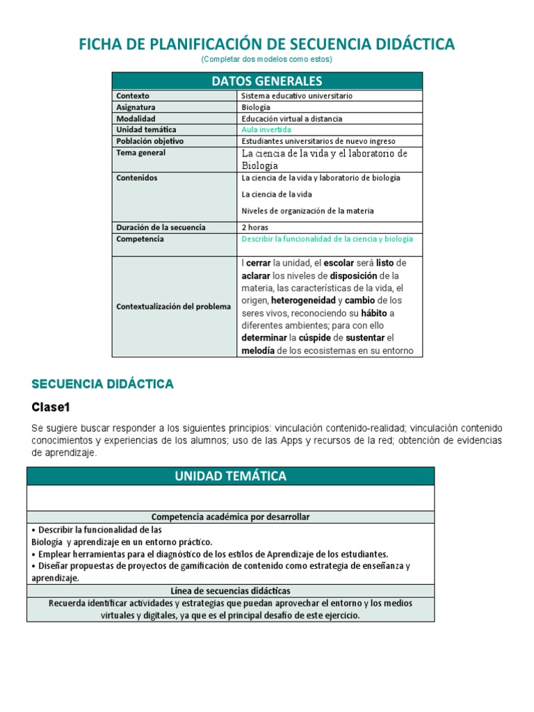 Modelo Secuencia Didáctica Lr Pdf Tecnologia Educacional Ciencia