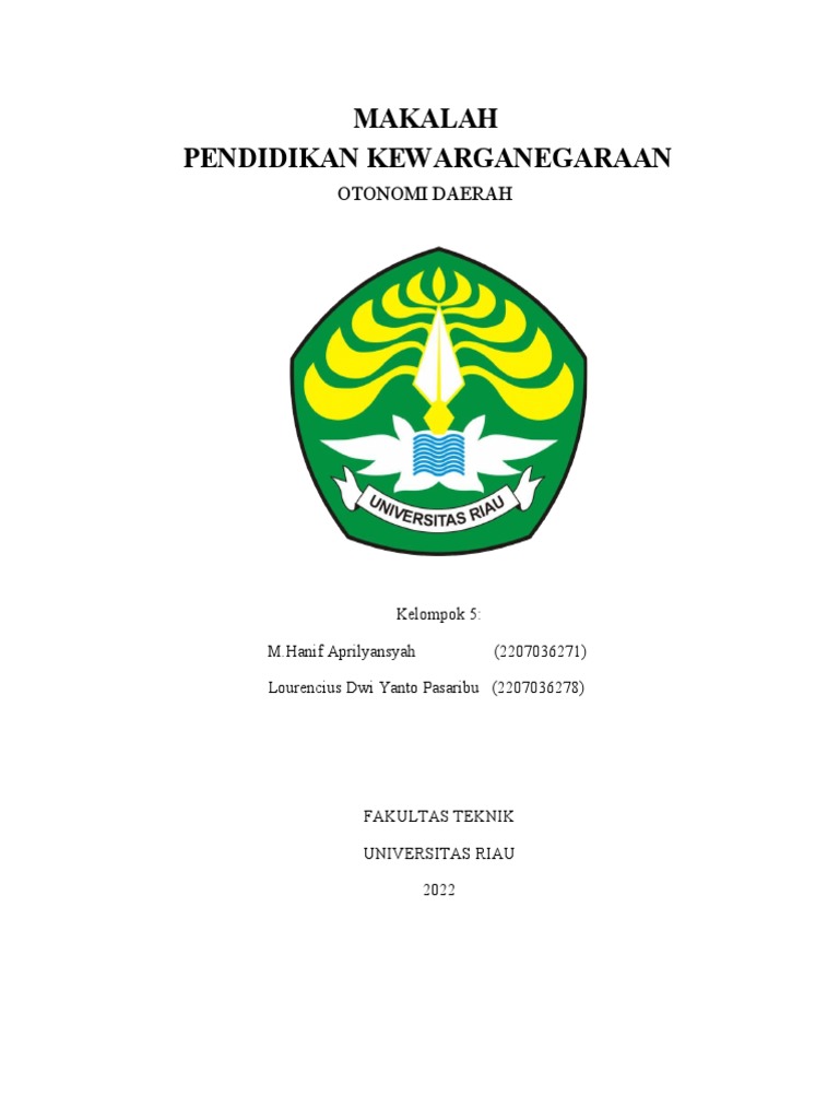 Contoh Cover Makalah UNRI 2022 | PDF | Ilmu Sosial