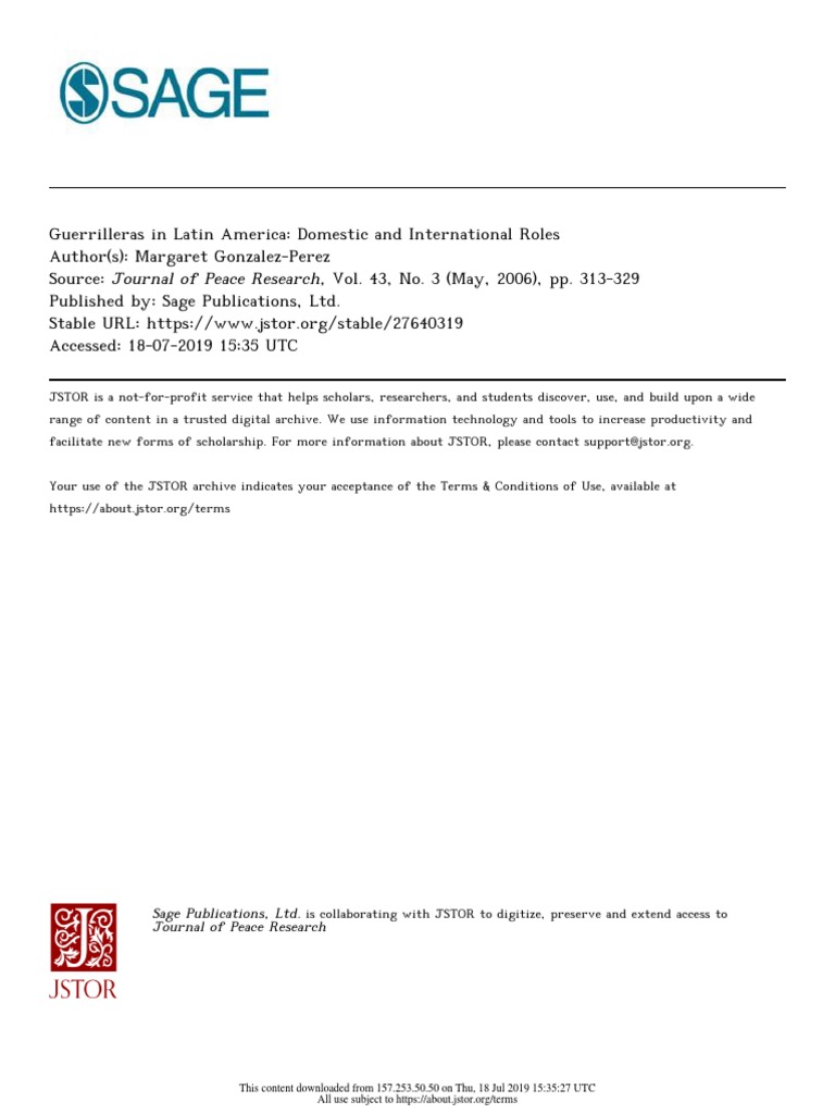 Guerrilleras in Latin America. Domestic and International Roles | PDF ...