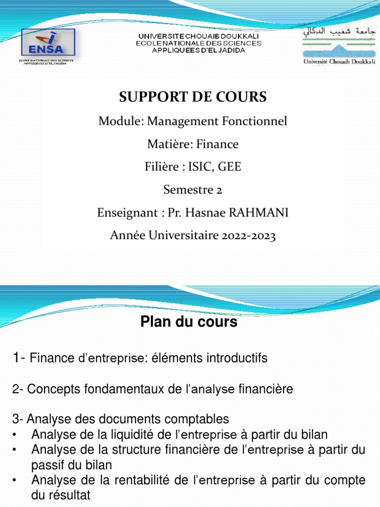 Cours Complet de Finance d'Entreprise | PDF | Dépréciation | Bilan ...