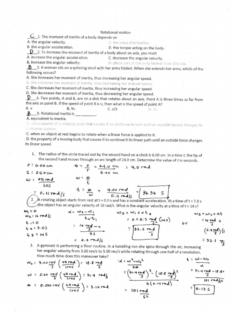 Rotational Motion Keys | PDF