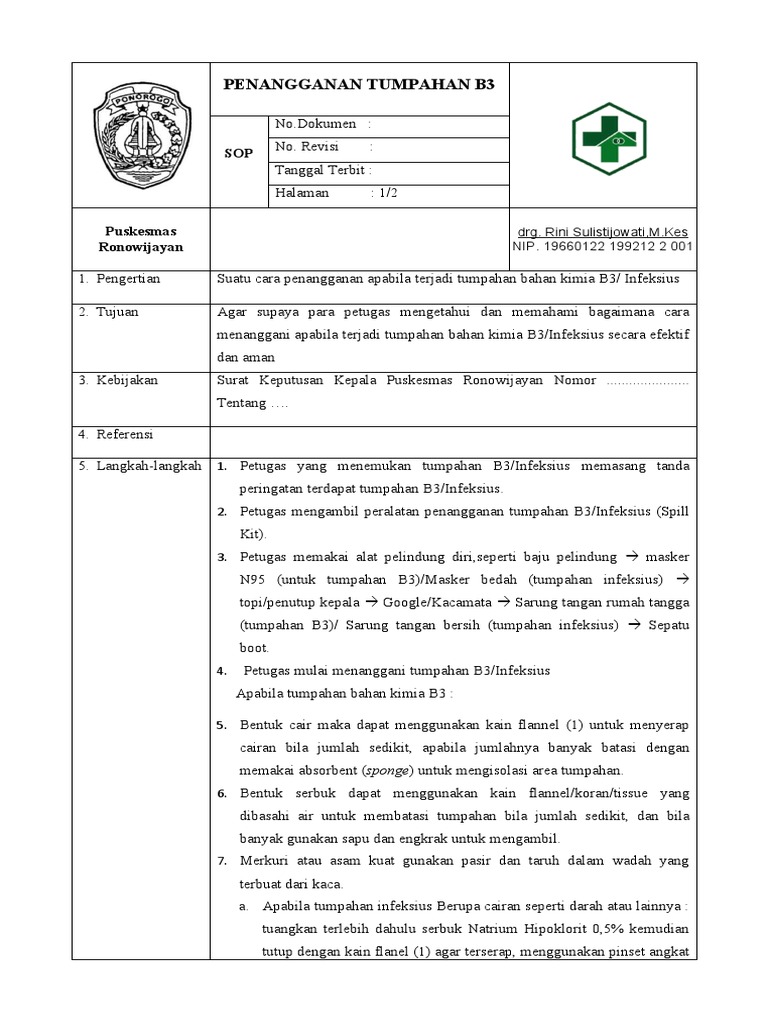 Sop Penangganan Tumpahan B3 | PDF