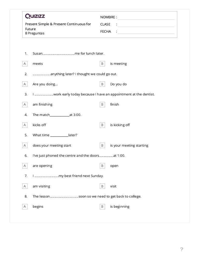 Present Simple & Present Continuous For Future | PDF