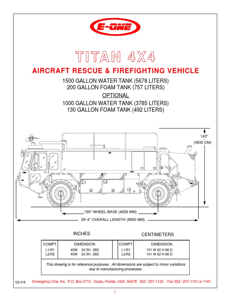 Titan 4x4 1500 (5678 L) ARFF Vehicle Specifications | PDF | Truck | Clutch