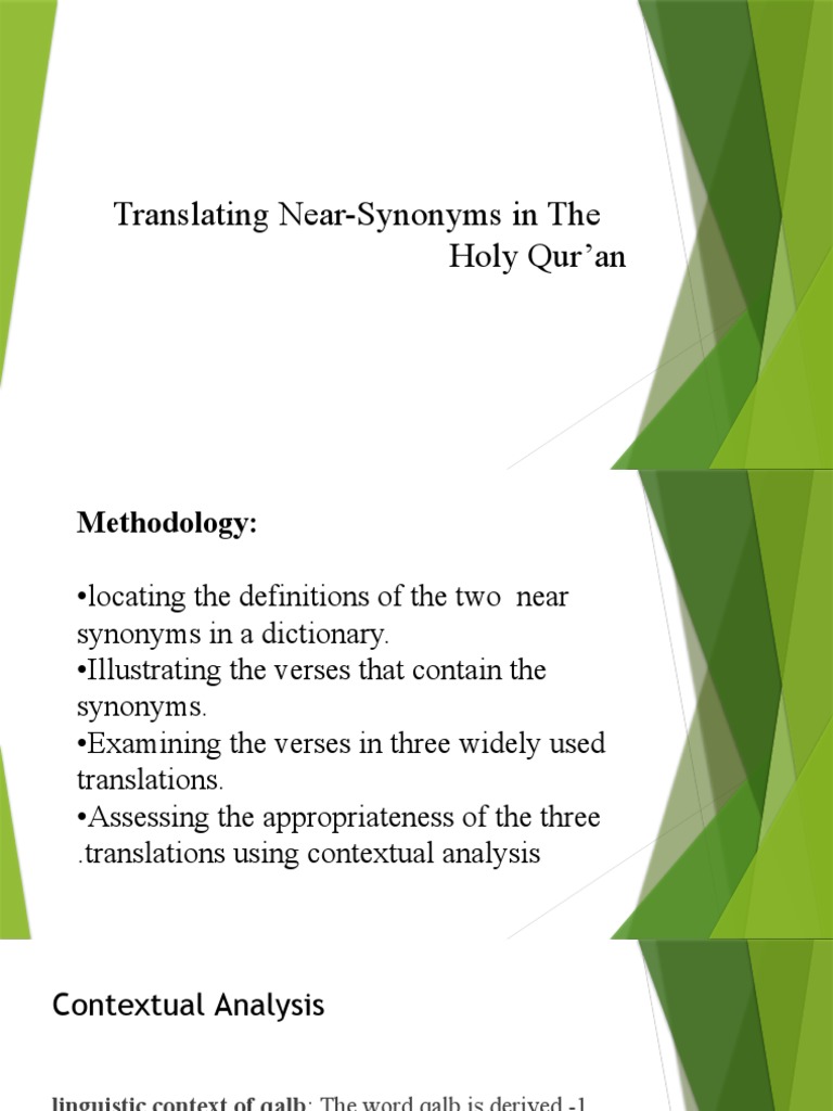 Translating Near Synonyms in The Holy Quran | PDF | Quran | Islam