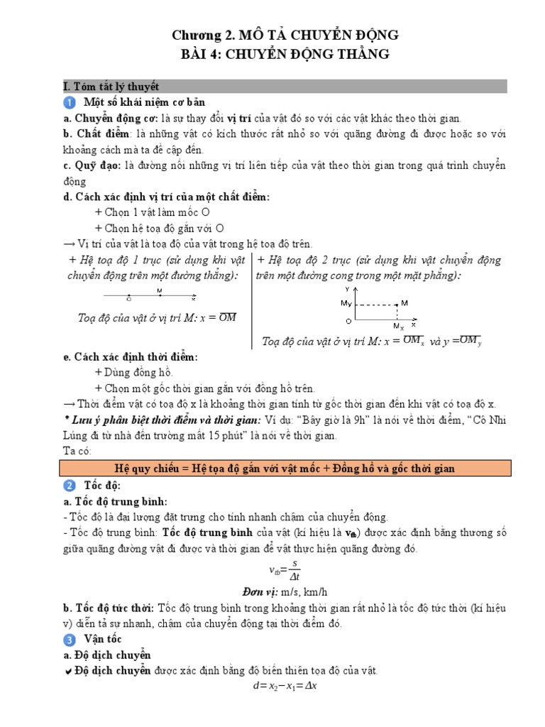 Bai Tap Chuong 2 - Mo Ta Chuyen Dong - Chuyen Dong Thang | PDF