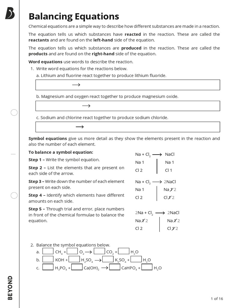 GCSE Quantitative Chemistry Home Learning Sheets | Download Free PDF ...