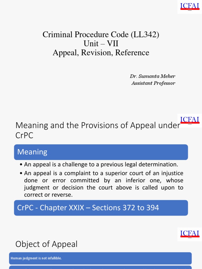 CRPC Unit - VII | PDF | Appeal | Bail