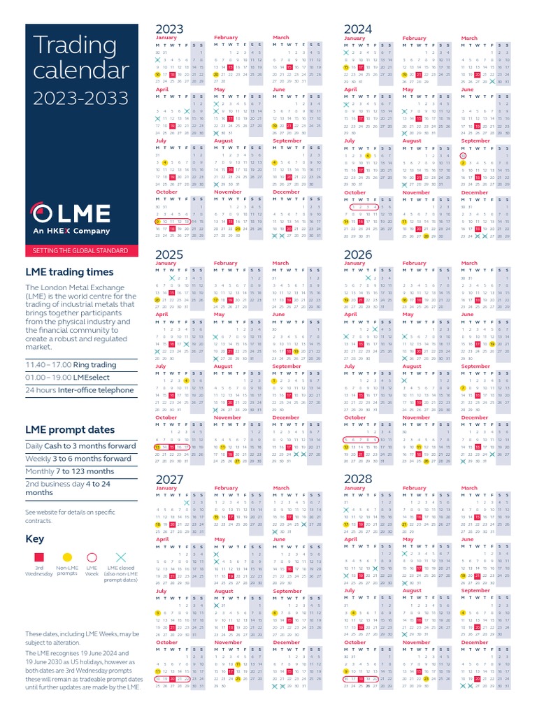 LME Trading Calendar 2023-2033 | PDF | Financial Markets | Trade