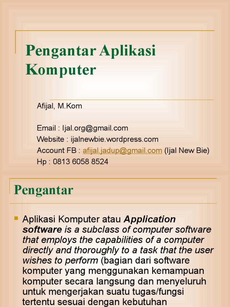 Materi 1 Pengantar Aplikasi Komputer | PDF