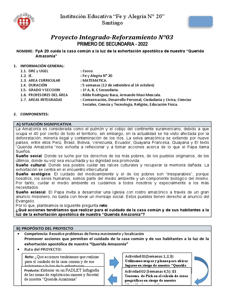 07 - Proyecto Integrado - Reforzamiento 03 - MATEMATICA 1°ABC - 2022 - Rildo Armando - Avance ...