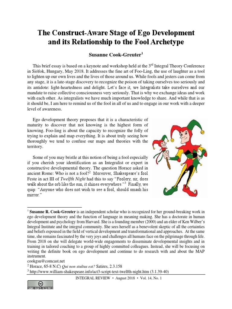 Cook-Greuter Construct Aware Stage and The Fool Archetype | PDF ...