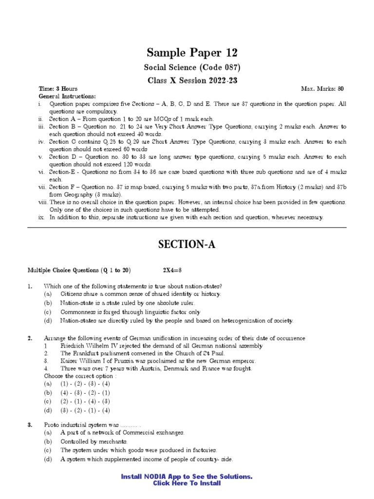 SS Sample Paper 12 Unsolved | PDF | Mining | Textiles SS Sample Paper 12 Unsolved | PDF | Mining | Textiles