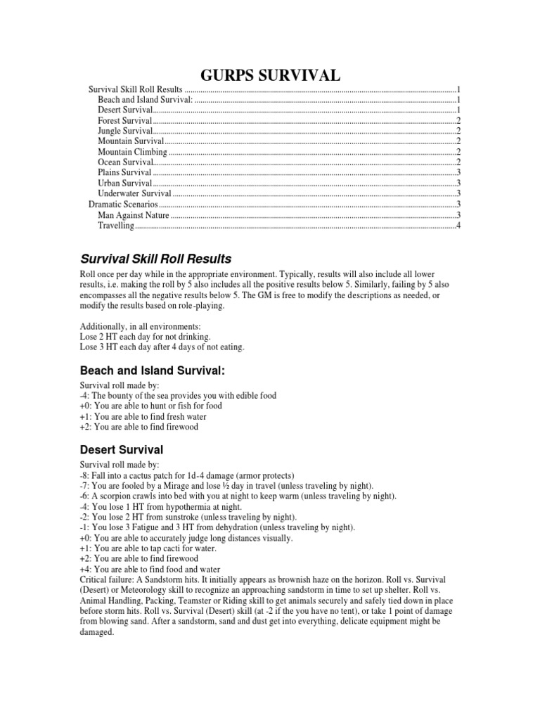 GURPS - Survival | PDF | Desert