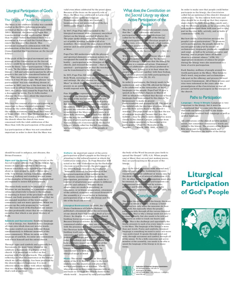 Liturgical Participation of God's People Pamphlet - SAMPLE | PDF | Mass ...