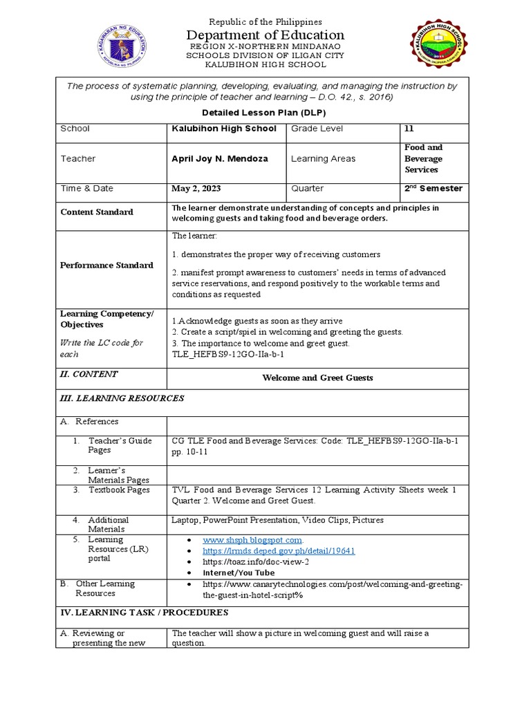 FBS DLP | PDF | Menu | Restaurants