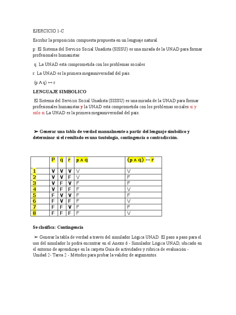 Escribir La Proposición Compuesta Propuesta en Un Lenguaje Natural ...
