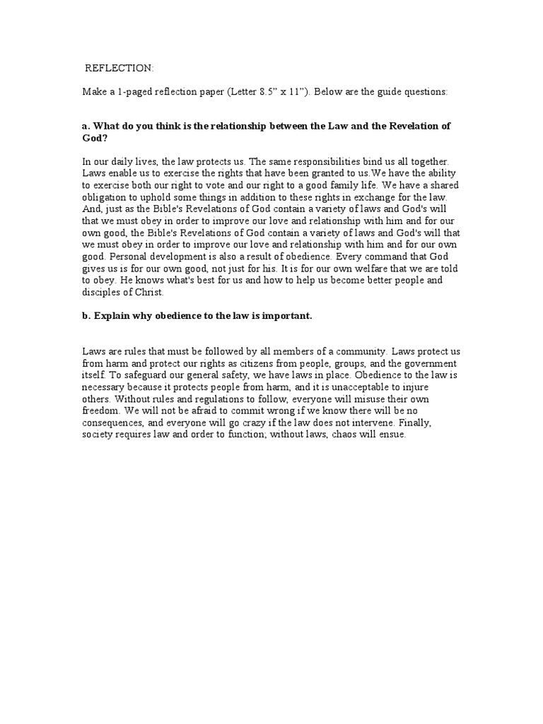 Law and God's Revelation Reflection | PDF