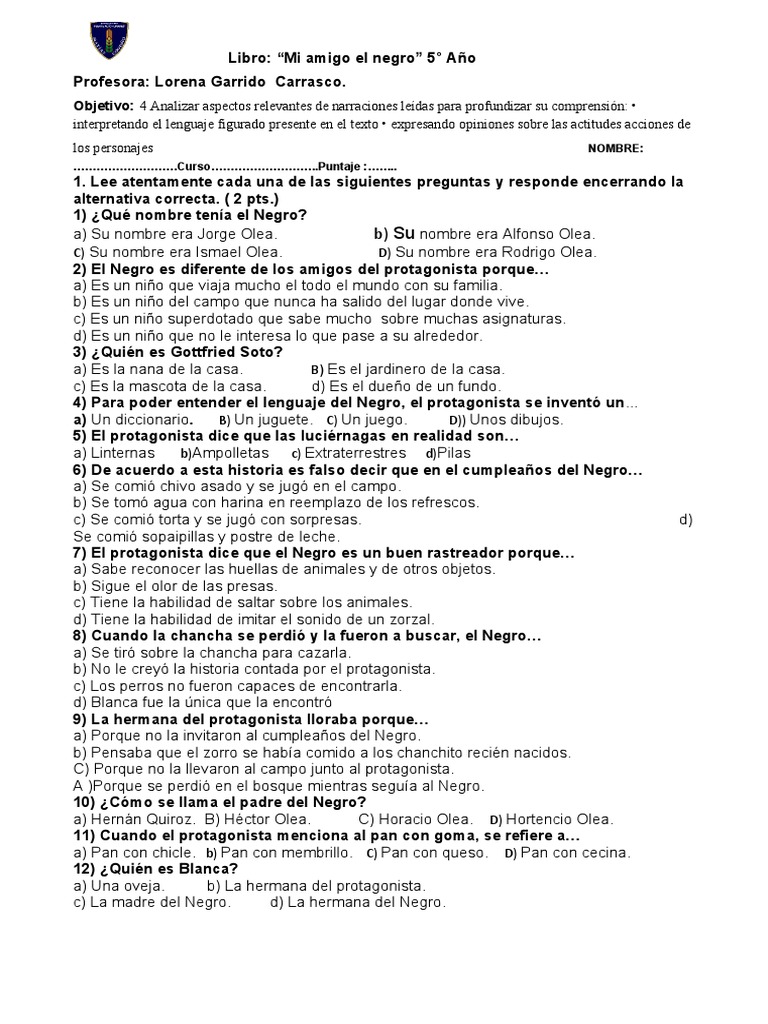 Mi Amigo El Negro Con Pauta Correccion - Compress | PDF