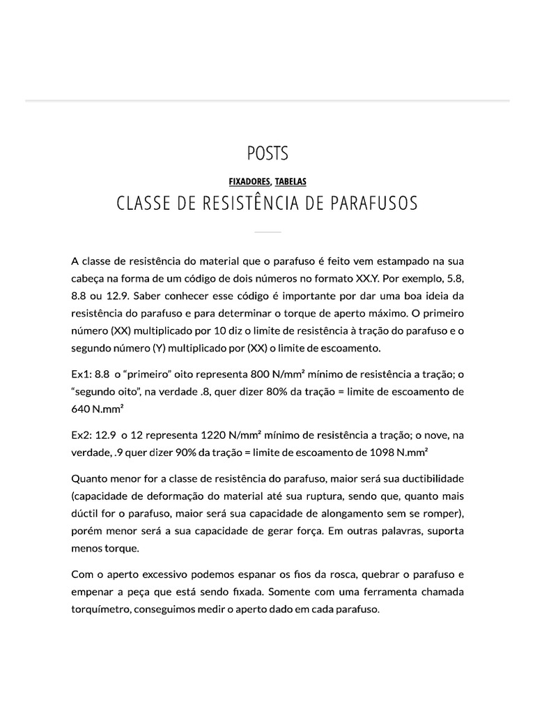 Tabela de Torque de Parafusos2 PDF | PDF