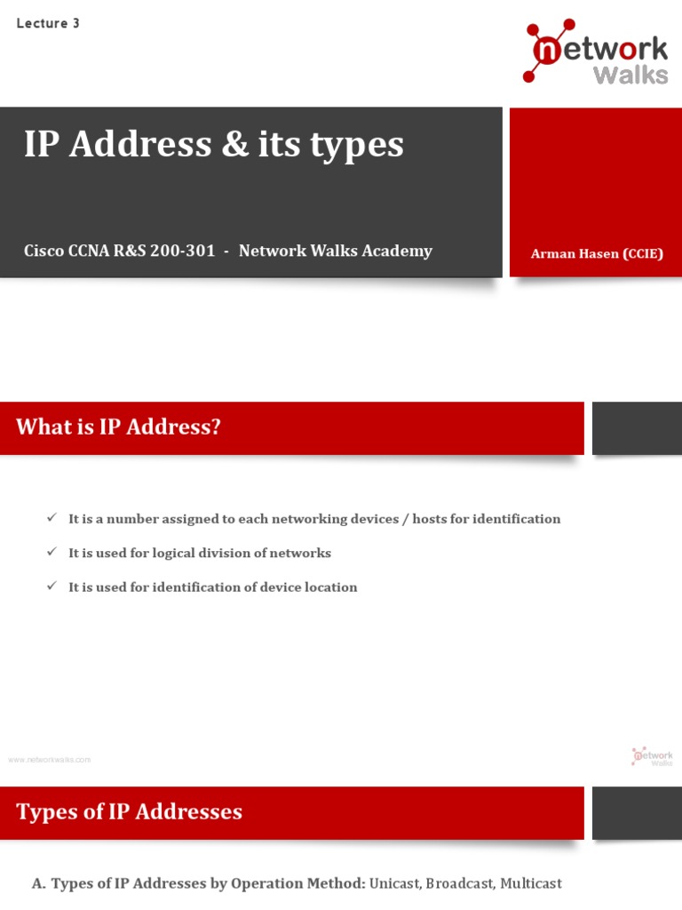 Lecture PPT - IP Address and Its Types v2.2 | PDF | Ip Address | I Pv6