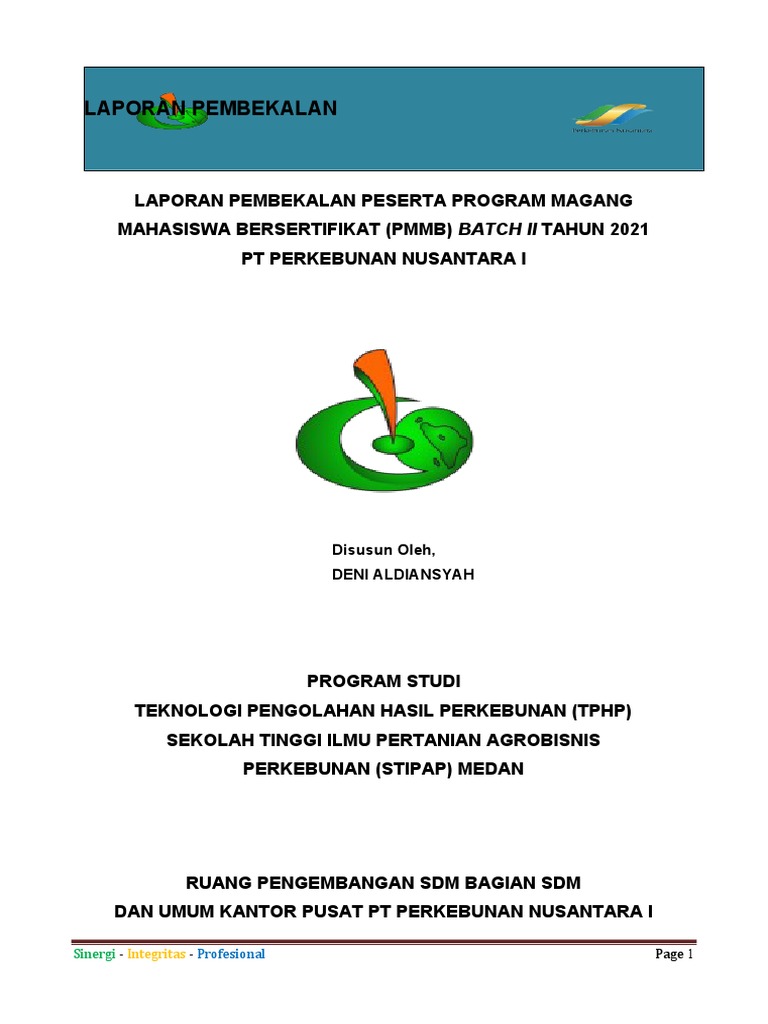 Laporan Pembekalan Magang PMMB 2021 | PDF | Bisnis
